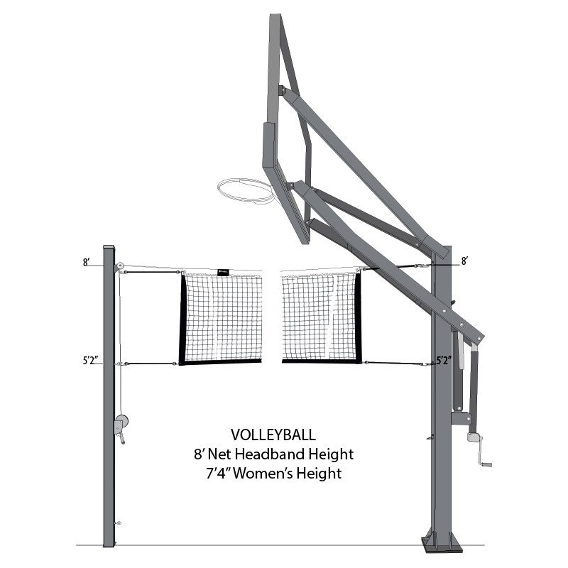 4" Aluminum In-Line Adjustable Basketball Net System