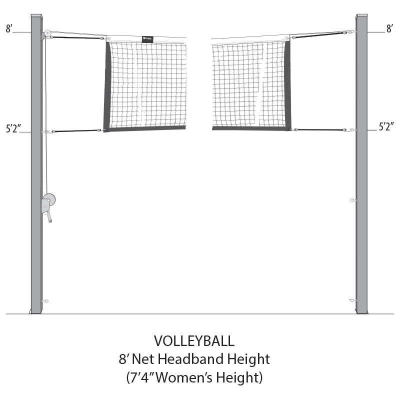 Douglas® 4″ SQ Aluminum Adjustable Volleyball Net
